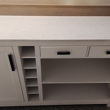 Americana Modern Cotton 66" Quartz Insert Buffet with Open Hutch From ...