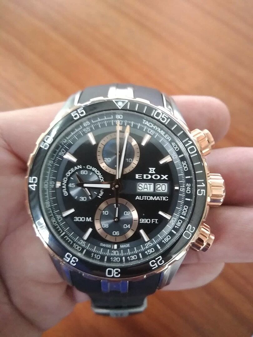 Edox Grand Ocean Chronograph Automatic Black Dial Men's Watch 01123 ...