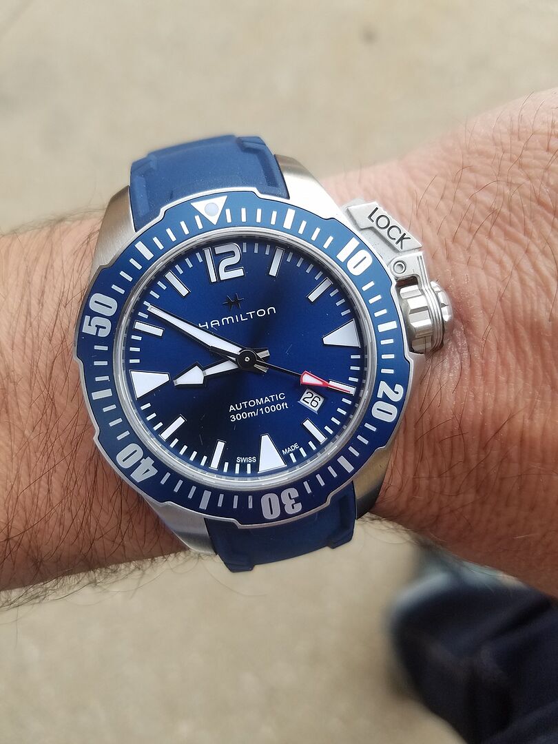 Hamilton Khaki Navy Frogman Automatic Blue Dial Men's Watch H77705345 ...