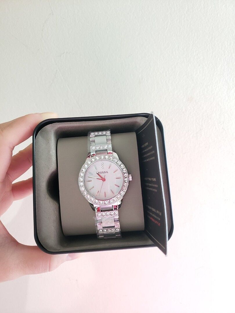 Fossil Glitz White Dial Stainless Steel Ladies Watch ES2362 ...