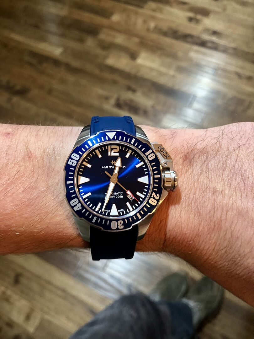 Hamilton Khaki Navy Frogman Automatic Blue Dial Men's Watch H77705345 ...