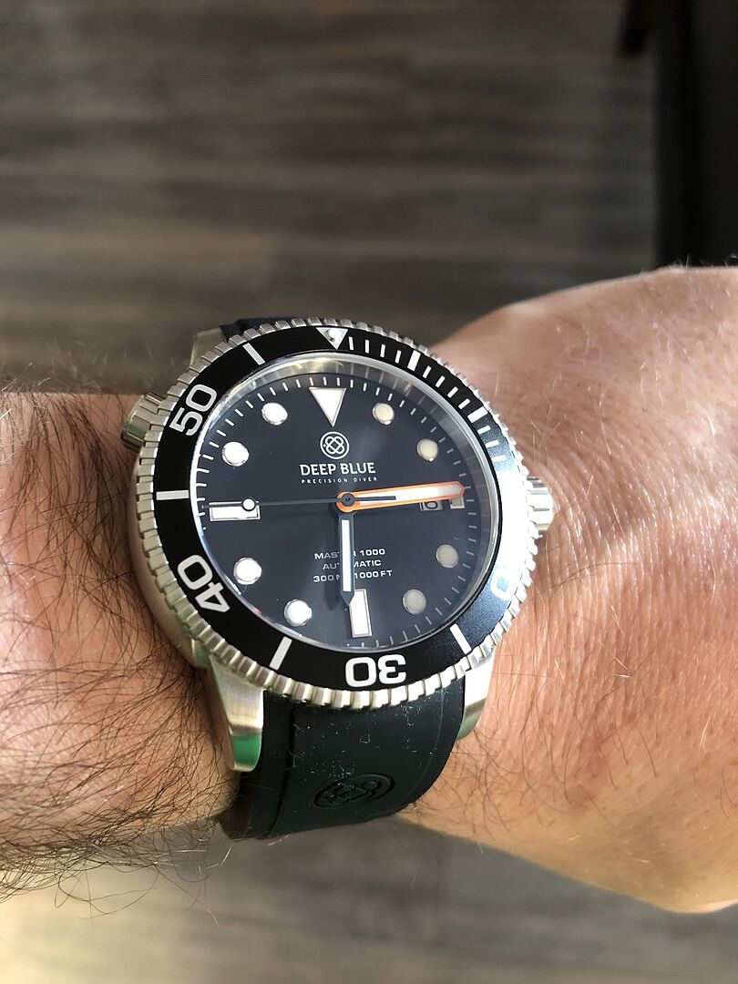 Deep Blue Master 1000 Automatic Diverl Men's Watch MAS1kBLKORGMIN ...