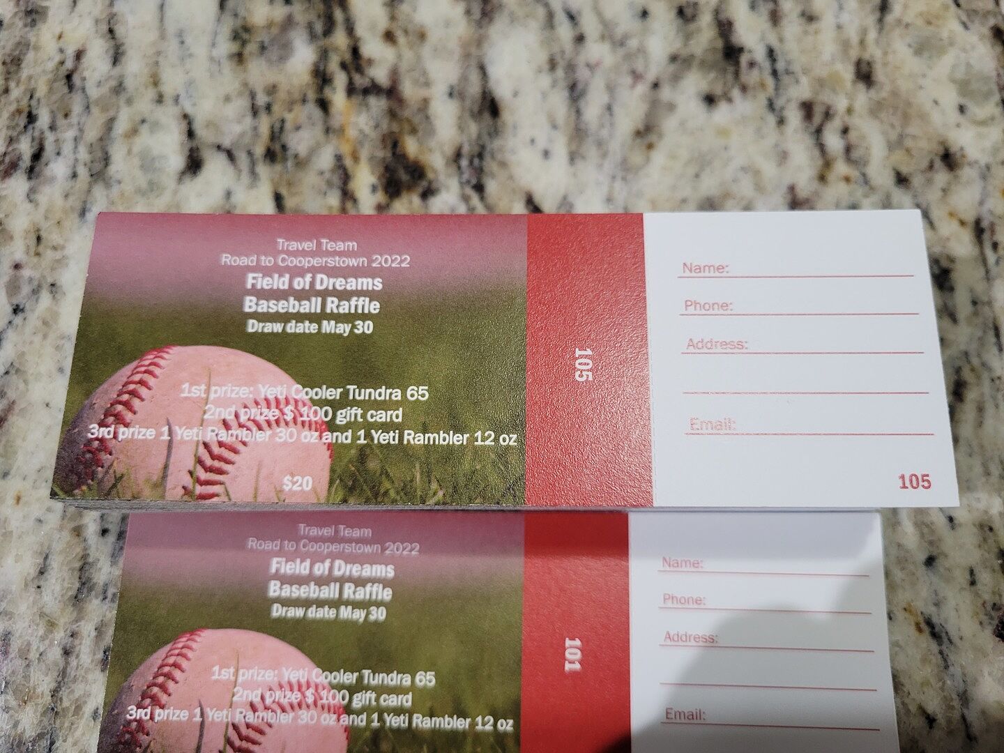 Baseball Raffle Ticket 0007