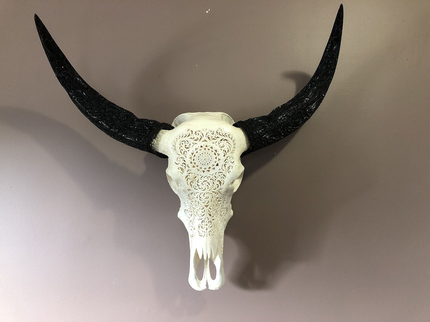Hand Carved Buffalo Skull - Hypnotic Cosmos – Skull Bliss