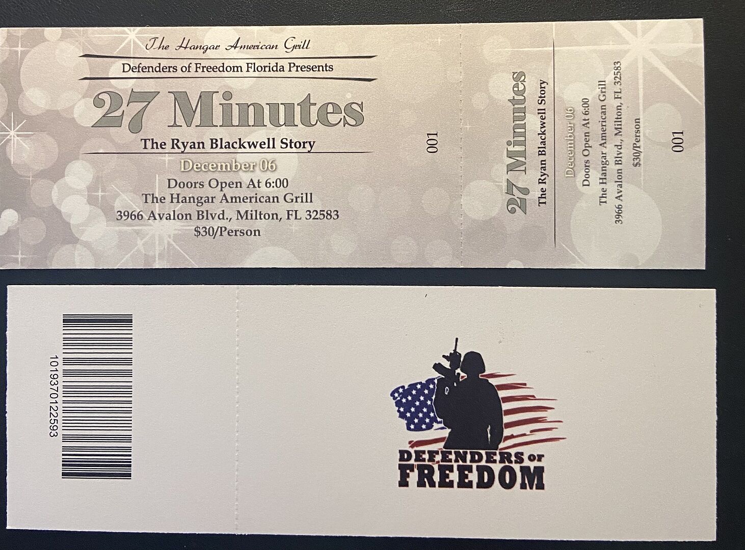 Silver Glitter Event Ticket