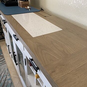 Americana Modern Cotton 66" Quartz Insert Buffet with Open Hutch From ...