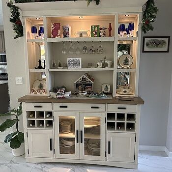 Americana Modern Cotton 66" Quartz Insert Buffet with Open Hutch From ...