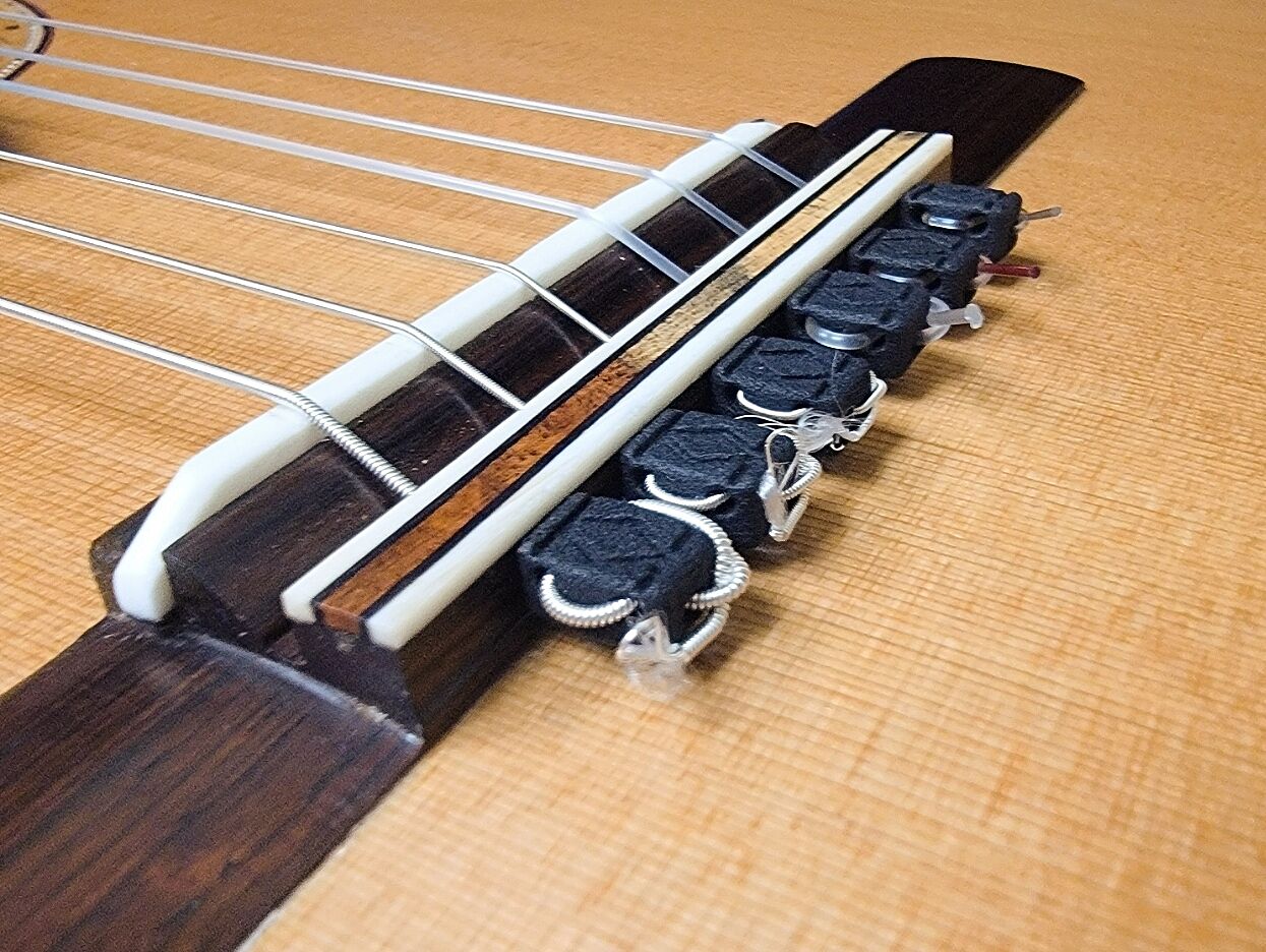 Rosette Diamond Guitar Bridge Beads Set of 7, Matte Black