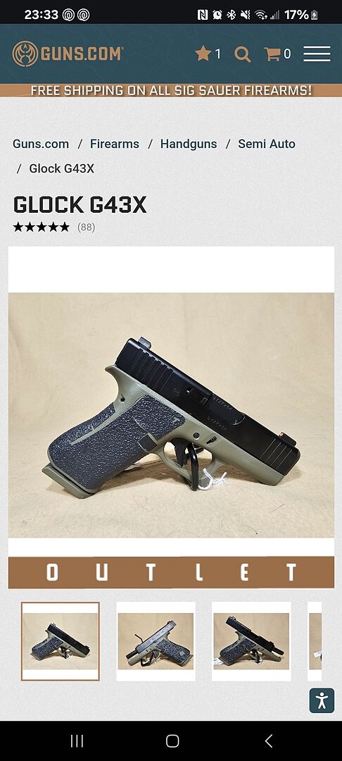 GLOCK G43 9mm Semi-Auto Pistol :: Guns.com