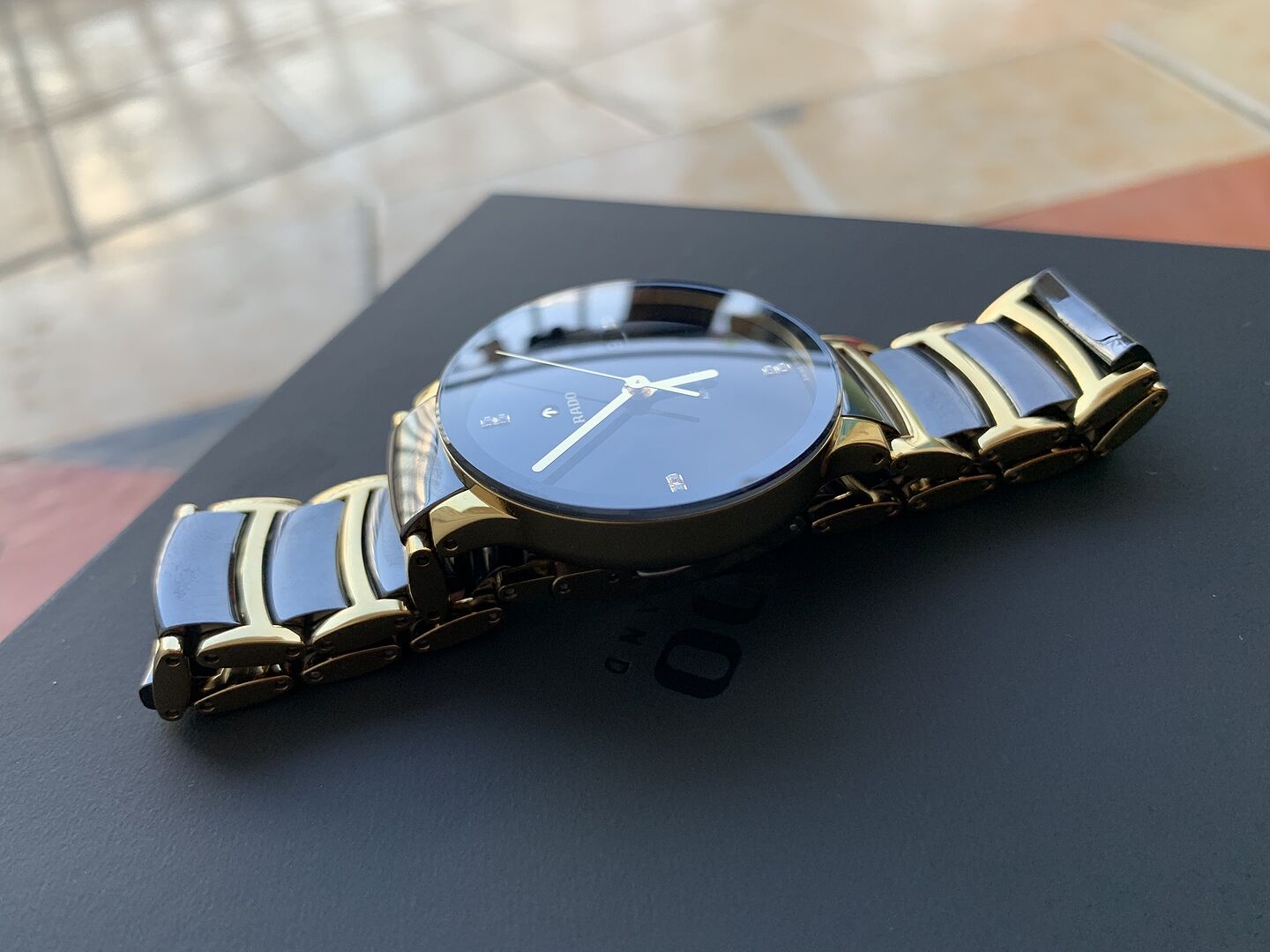 Rado Centrix Black Dial Gold-plated and Black Ceramic Men's Watch ...