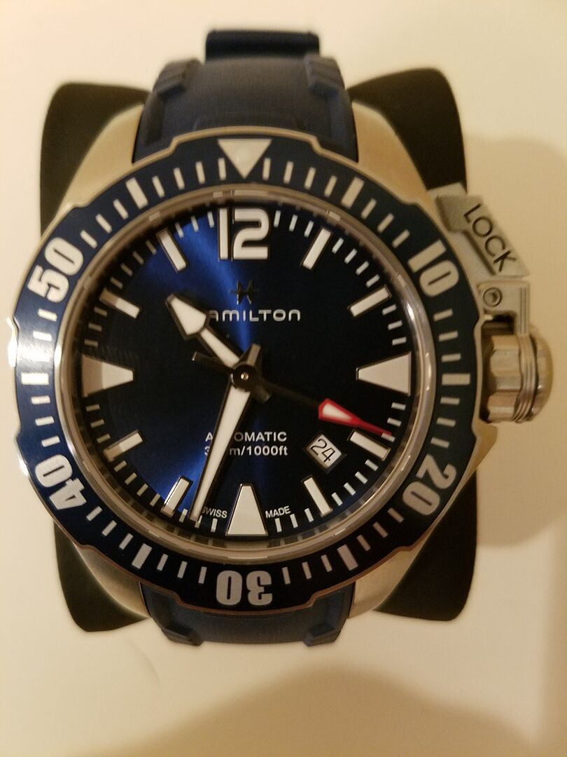 Hamilton Khaki Navy Frogman Automatic Blue Dial Men's Watch H77705345 ...