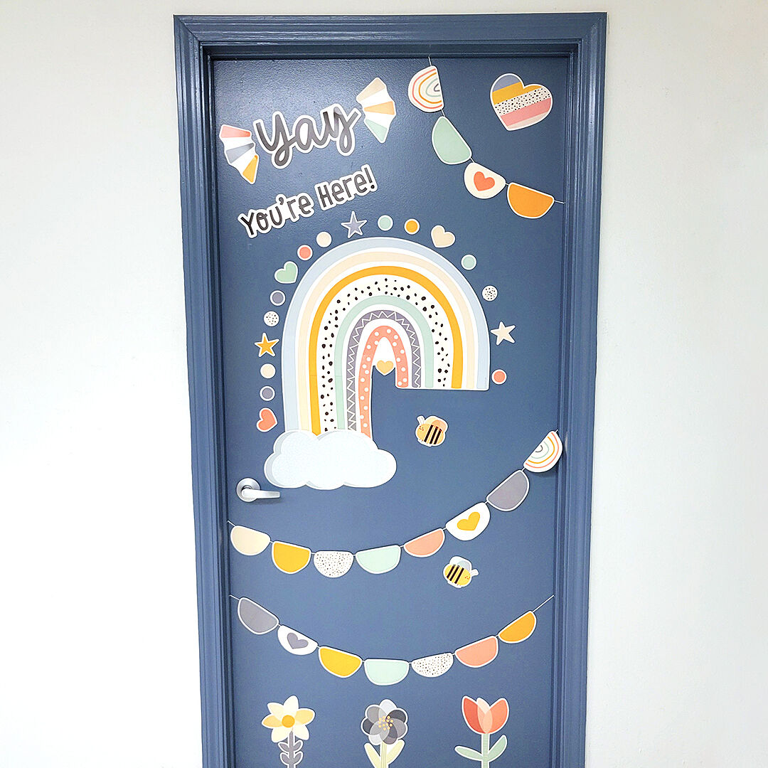 Boho Bulletin Board Border Boho Rainbow Welcome Back To School Sign ...