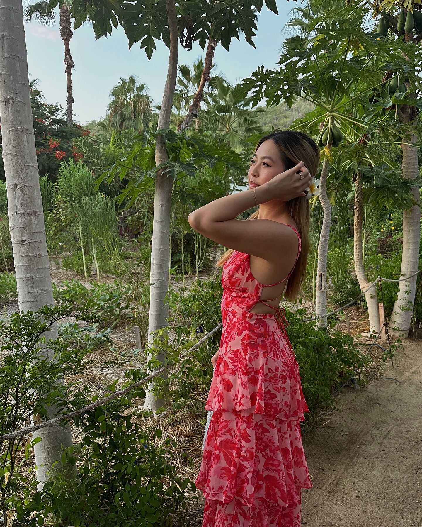 Shop the Veda Strappy Back Ruffle Midi Dress Floral Red Shop the Veda Strappy Back Ruffle Midi Dress Floral Red