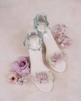 Blush Floral Block Heels with 3D Blooms - Garden Party Shoes Blush Floral Block Heels with 3D Blooms - Garden Party Shoes